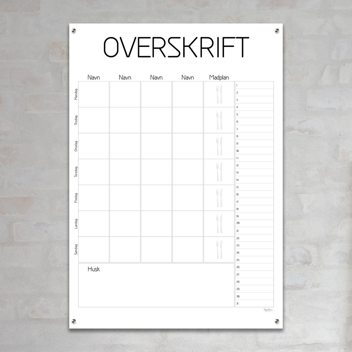 Ugeplan.dk - køb den originale uge plan lavet specielt til din familie