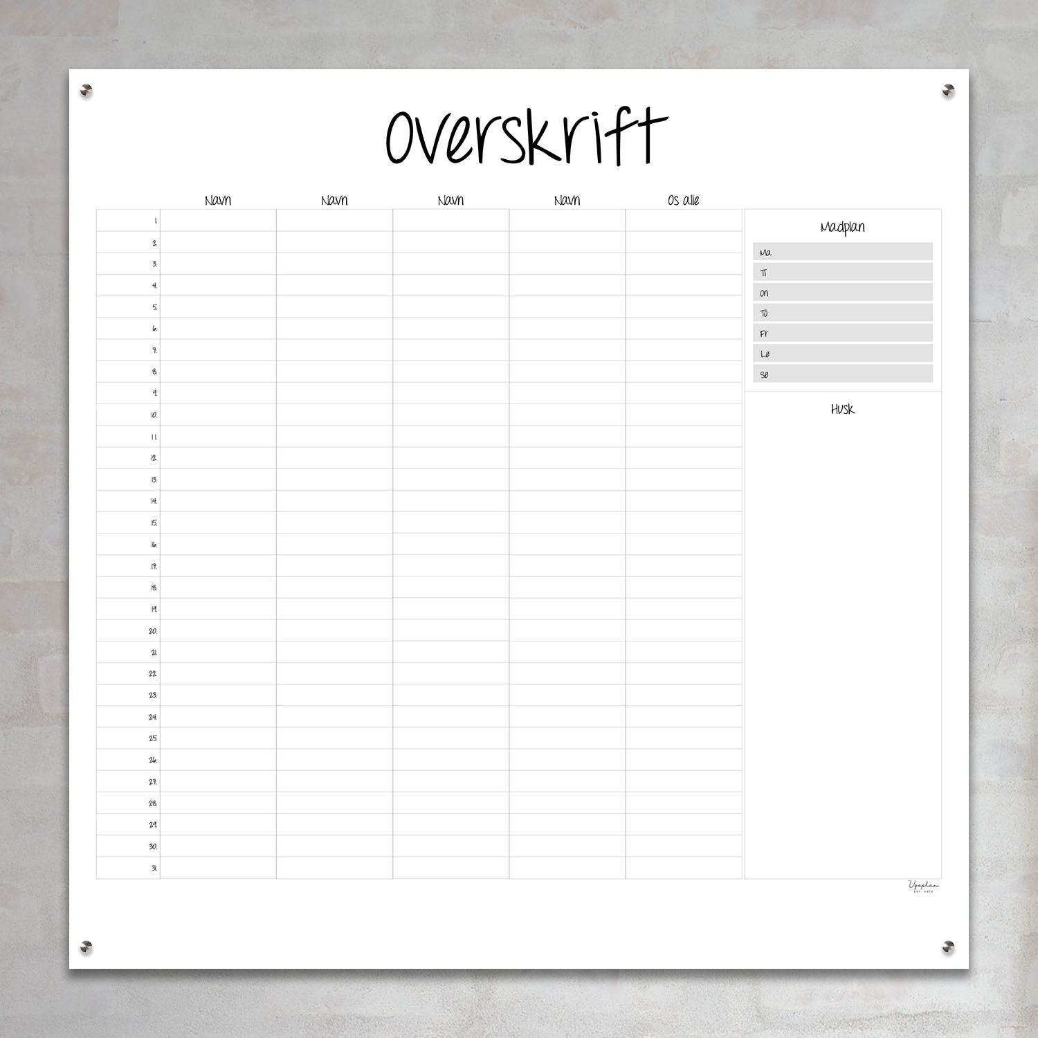 Månedsplan - køb den originale hos ugeplan.dk