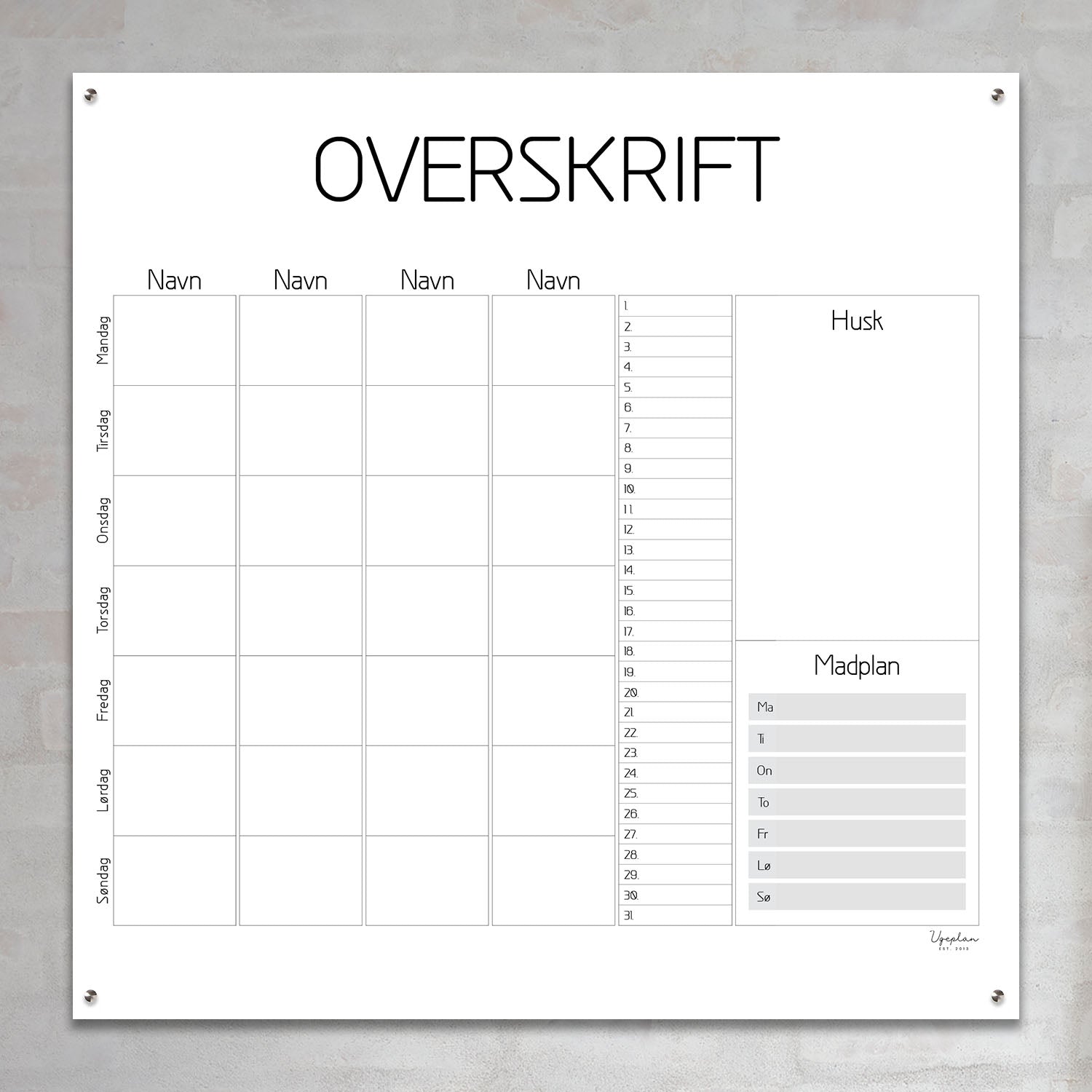 Ugeplan - den originale ugeplan - køb her