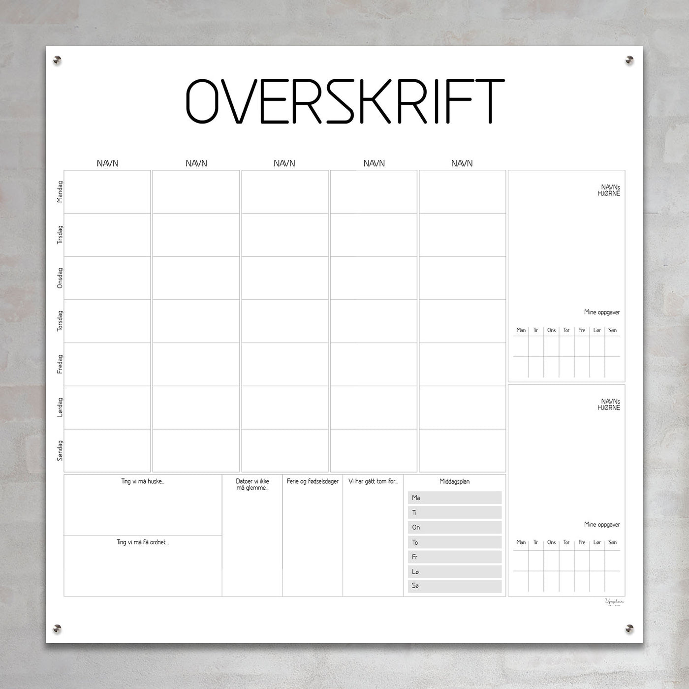 Ugeplan - den originale ugeplan - køb her